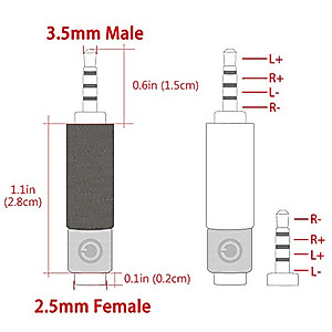 Geekria Apollo 3.5mm Balanced Male to 2.5mm Balanced Female Audio Adapter, 3.5mm (1/8inch) to 2.5mm, Male to Female Plug Adapter, Gold Plated Convert Connector Adapter