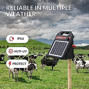 ANDMON MINI400 30 Miles Solar Electric Fence Charger, 0.4 Joule Solar Electric Fence for Livestock, Horses, Cattle Sheep, Solar Fence Charger with Day or Night Mode, Easy Installation