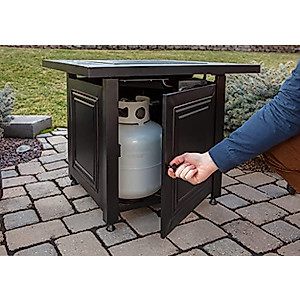 Endless Summer, The Bristol, Square 30" Outdoor Propane Fire Pit, Includes Black Fire Glass, Table Insert, & Protective Cover