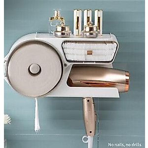 NA Punching Free washcloth Storage Rack Wiping Towel Storage Box Wall Mounted Toilet Storage Rack Hair Dryer Support Rack