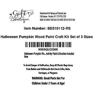 Gift Boutique Halloween Pumpkin Wood Paint Craft Kit 3 Set Sizes Jack O Lantern Unfinished Wooden for Kids Arts & Craft Project Painting Activity