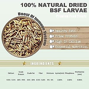 Amzey Dried Black Soldier Fly Larva/Dried Mealworms - 11 LBS - 100% Natural BSF Larvae - 85XMore Calcium Than Mealworms - High Calcium Treats for Chickens, Birds, Reptiles, Hedgehog, Geckos, Turtles