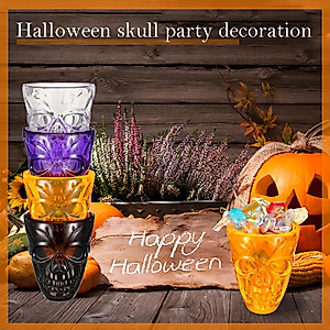 Yaure Joy 16 Pcs Halloween Skull Shot Glasses Unbreakable Plastic Halloween Cups for Halloween Skull Party Favor Halloween Party Decoration 1.86 oz/ 55 ml