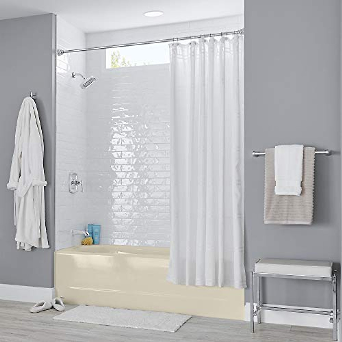 American Standard 2390202.021 Princeton 60x30-inch Apron-Front Bathtub Left Hand Drain in Bone with Deep Soak Drain in Chrome