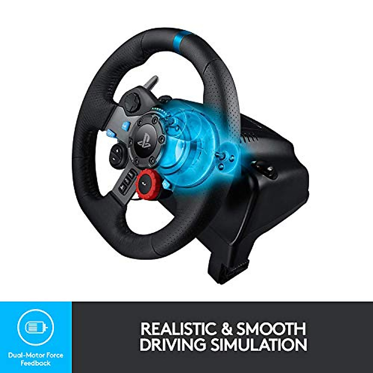 Logitech G29 Driving Force Racing Wheel and Floor Pedals, Real Force Feedback, Stainless Steel Paddle Shifters, Leather Steering Wheel Cover for PS5, PS4, PC, Mac - Black