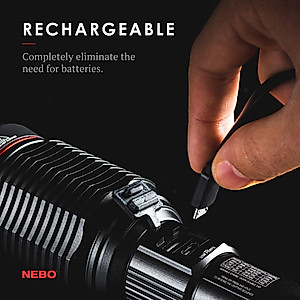 NEBO Redline 6K 6000-Lumen LED Rechargeable Bright Flashlight For EDC, Camping, Hunting, Hiking, Tactical With 4X Zoom, 4 Light Modes, Waterproof, Power Bank, Black