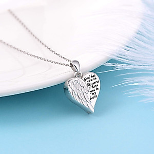 Jinlou Urn Necklace for Ashes Sterling Silver Forever in My Heart Cremation Jewelry for Women (1 Angel Wings urn)