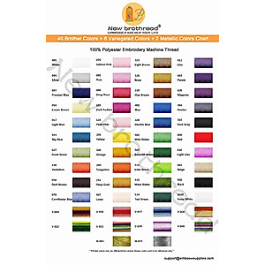 New brothread 50 Spools Embroidery Machine Thread Kit Including 40 Brother Colors+8 Variegated Colors+2 Metallic Colors for Brother Janome Singer Pfaff Husqvarna Embroidery Sewing Machines