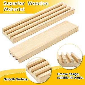 Jetec 8 Pieces Wooden Domino Racks Domino Trays Holders Organizer Natural Wood Domino Trays with 3 Tilted Rows for Mexican Train Chickenfoot Mahjong and Other Domino Games