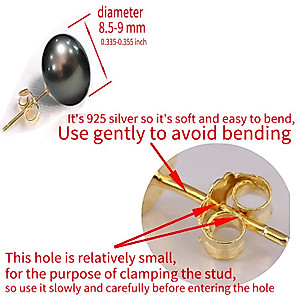 pearls Earrings for women Girl Ladies,Genuine Freshwater's aquaculture Hand-picked AAAA+ Pearls Earrings with 18K plate Gold stud Earrings