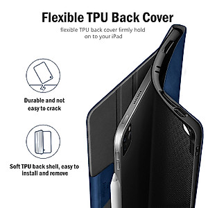 Antbox Case for iPad Pro 11 inch 4th Generation (2022)/3rd/2nd/1st Gen Vegan Leather with Pencil Holder Auto Sleep/Wake Function iPad Pro 11 Cover (Blue)