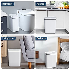 EFFUN Automatic Trash Can, 4.2 Gallon Motion Trash Can Touchless, Smart Hands Free Trash Can, Waterproof Narrow Trash Can with Lid for Bedroom, Bathroom, Kitchen, Office, Living Room (Bright White)