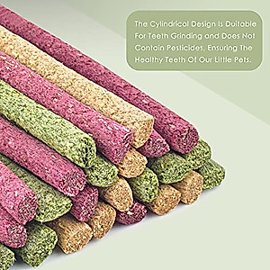 ERKOON 25 Pcs Timothy Hay Sticks,Rabbit Chew Toys for Teeth Natural Timothy Grass Molar Sticks Rabbits Treats for Bunnies, Chinchilla Guinea Pigs, Gerbil, Hamster (Timothy+Oatmeal+Beet)