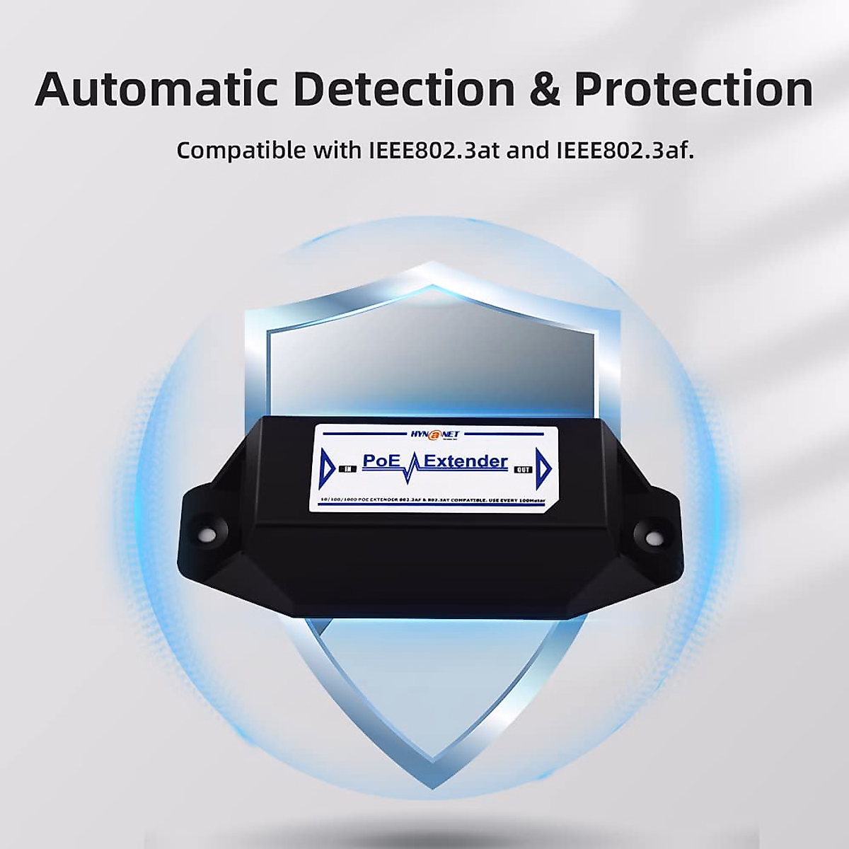 HYN@NET PX201 30W Gigabit PoE Extender One Channel 10/100/1000Mbps PoE Repeater for Security Camera,IEEE802.3at/af Compliant,Plug and Play