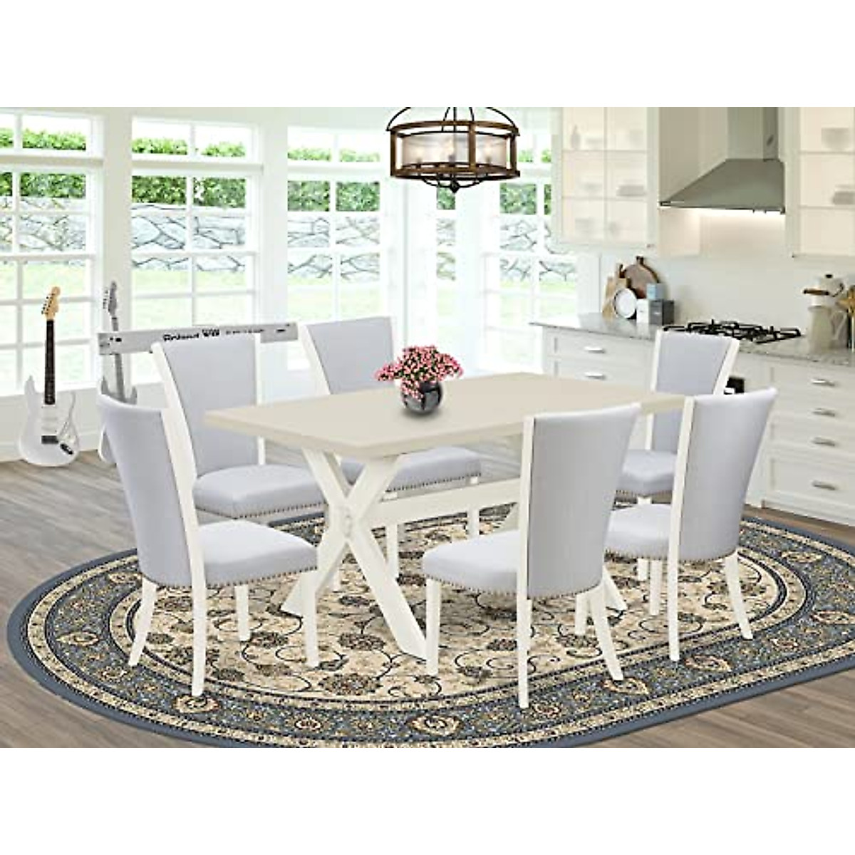 East West Furniture X026VE005-7 Dining Table Set, 7-Piece