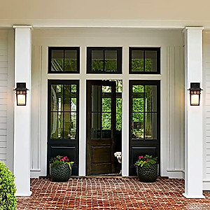 Smeike Outdoor Wall Lantern, Exterior Lighting Fixtures Wall Mount, 2 Pack Black Outdoor Sconce with Seeded Glass, Exterior Porch/Patio Lights for House Front Door Garage