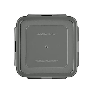 Rachael Ray Leak-Proof Nestable Container Food Storage Bin Set, 10-Piece Square, Gray Lid