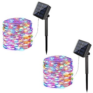 RDNJIWM Solar Lights Outdoor Garden [2022 Brighter & Longer-Lasting] 2 Pack 39ft 120 LED Waterproof Fairy String Lights for Yard Home Outside House Patio Decorations (Multi Color)