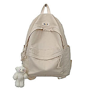Woman Kawaii Backpack Cute Bags Casual Travel Holds 14 Inch Laptop Backpack for College Backpack Casual Daypack (White)
