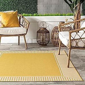 nuLOOM Asha Simple Border Indoor/Outdoor Area Rug, 8' x 10', Yellow