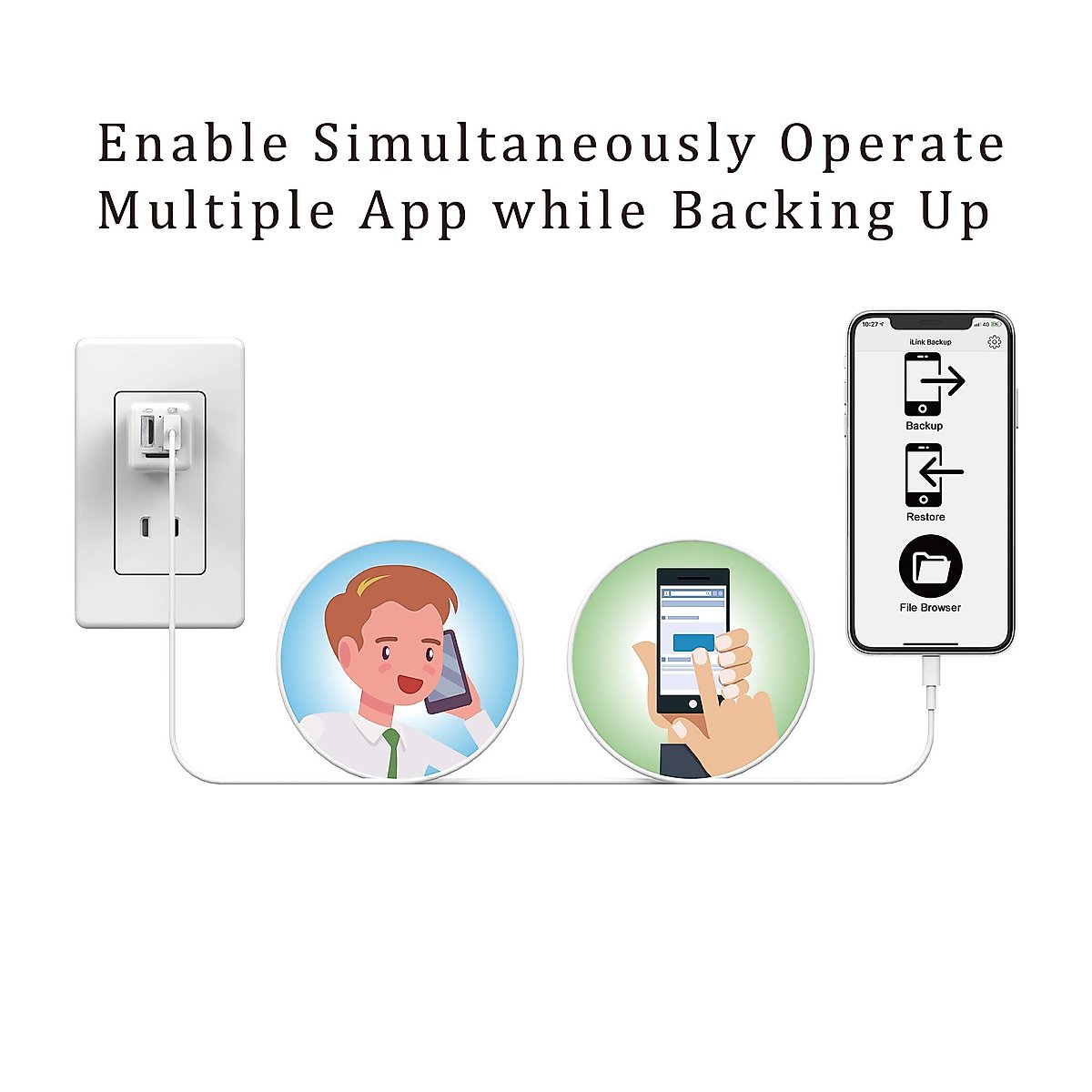 SPT iLink Backup Automatically Backup Photos and Videos While Charging of iPhone and iPad with iPhone Backup Storage and 256 bit Encryption 【SD Card and USB Not Included】
