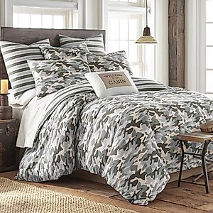 Levtex Home - Camo Green Duvet Cover Set - King Duvet Cover + Two King Pillow Cases - Green, Taupe, Grey - Duvet Cover (108 x 96in.) and Pillow Case (36 x 20in.) - Cotton