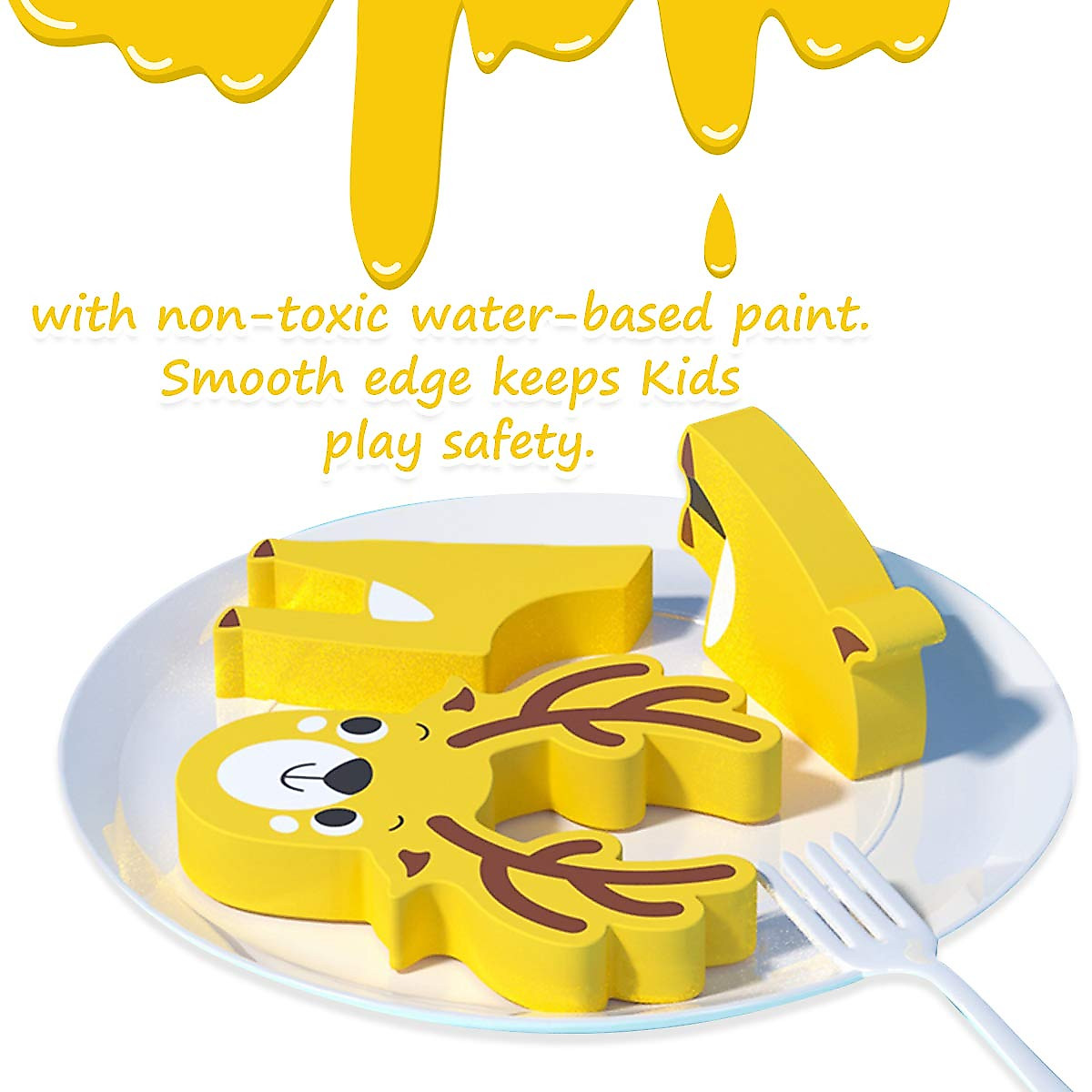 GYBBER&MUMU Wooden Thickened Animal Puzzle Toy Set Panda Deer Owl Duck Fox Puzzle Toy Hand-Eye Coordination Intellectual Toy Set for Preschool (Deer)