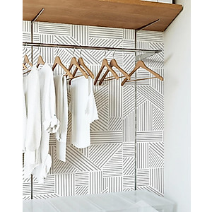 Tomete Gray and White Wallpaper Geometric Wallpaper Peel and Stick Wallpaper Boho Modern Geometric Contact Paper for Cabinets Removable Line Bathroom Wallpaper Waterproof Self-Adhesive17.3”×393”