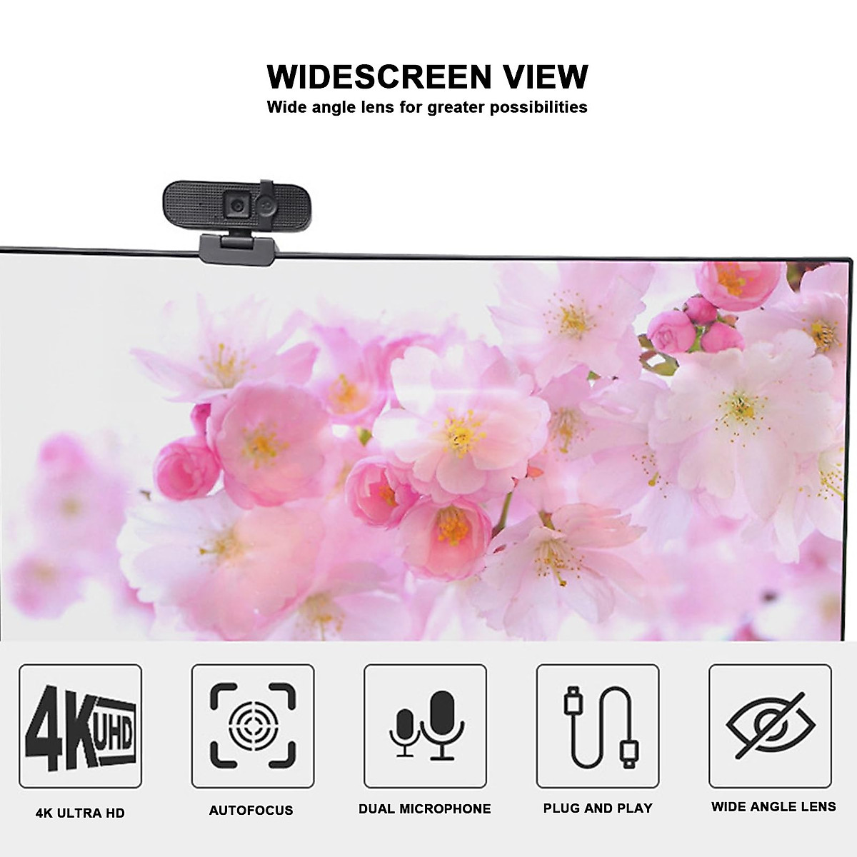 Sanpyl 4K USB Computer Web Camera with Autofocus for Gaming Video Recording, Plug and Play Webcam