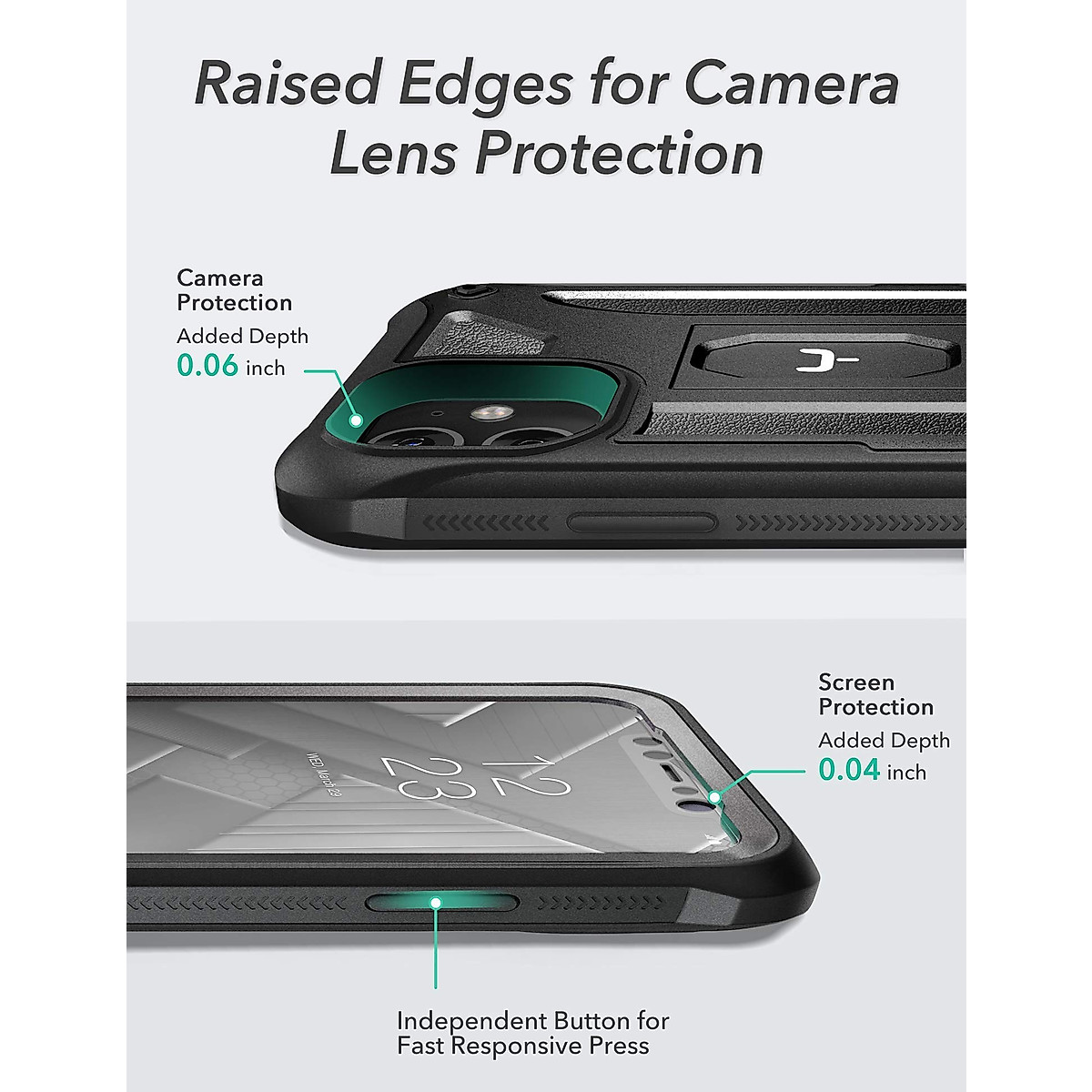 YOUMAKER Designed for iPhone 11 Case, Heavy Duty Protection Kickstand with Built-in Screen Protector Shockproof Cover for iPhone 11 6.1 Inch - Black