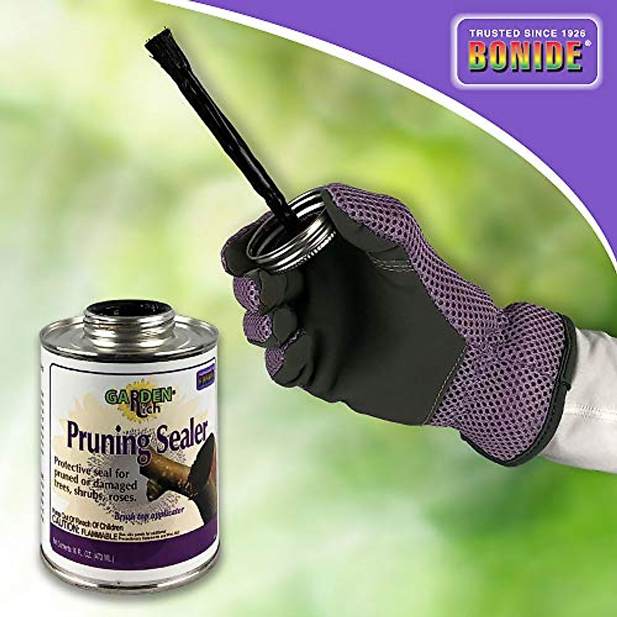Bonide Garden Rich Pruning Sealer with Brush Top Applicator, 16 oz Ready-to-Use Protective Seal for Trees, Shrubs, Roses