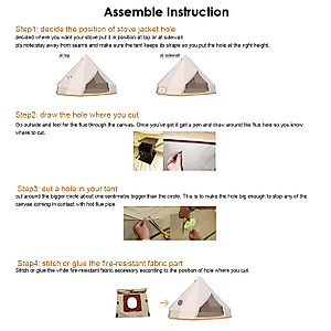UNISTRENGH 3 Inch Fire-Resistant Stove Jack Hole Accessory with Flap Covered for 4 Seasons Cotton Canvas Camping Bell Tent