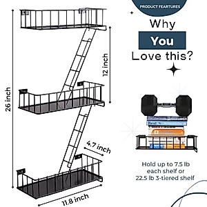 KOTIJOKI Fire Escape Wall Shelf - New York Metal Decorative Shelf with Screwdriver & Screws, Rustic Wall Shelves for Bedroom, Home Décor, Action Figure Display (3-Tier Black Floating Shelves)