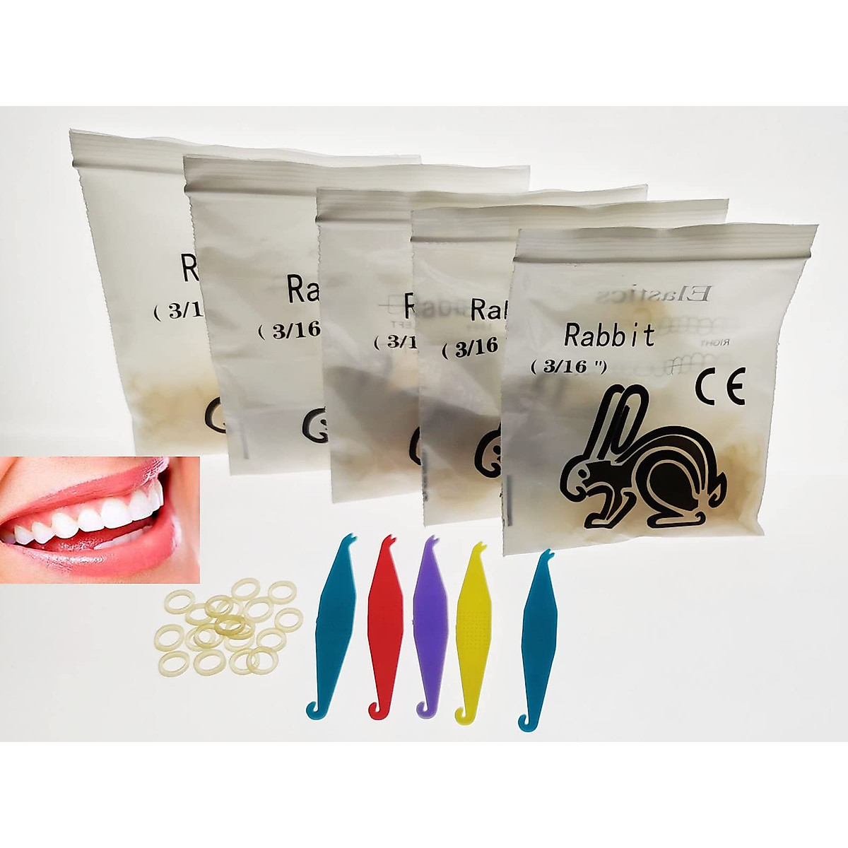 500 Pcs DentalSmile Amber Elastic Latex Braces 3/16 Orthodontics Rubber Bands Heavy 6.5oz Dental Latex Bands Dentist Great for Dreadlocks, Braids, Top Knots + 5 Free Placers