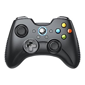 EasySMX Wireless Gaming Controller for Windows 7 8 10 11 12 PC/Laptop/PS3/Android/Switch/Steam Deck, Dual-Vibrate Gamepad Joystick Computer Game Controller With Turbo, 4 Customized Key - black