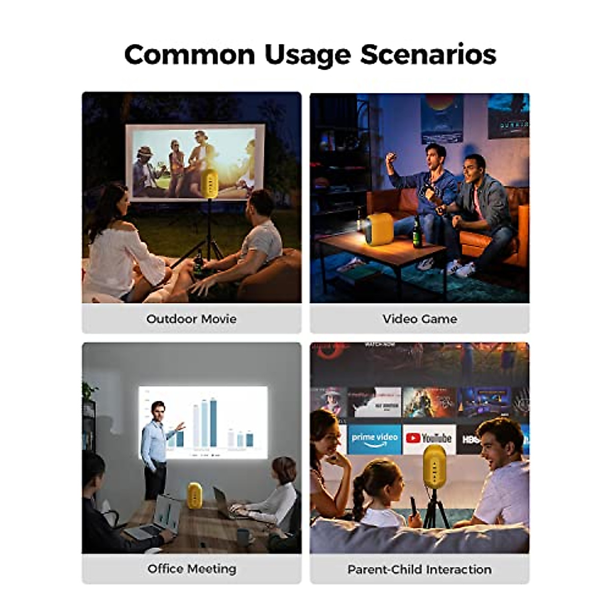 Pokitter Mini Projector Video Portable Projector with 5W Speaker ,1080P Supported ,Home Theater Movie Projector Compatible with HDMI,VGA,USB,AV,Laptop,Smartphone,Xbox