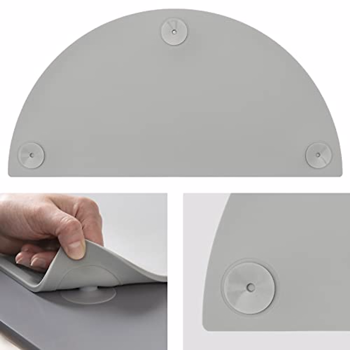 gasaré, Extra Large 22 x 11 Inches, Silicone Placemats for Toddlers, Placemats for Kids, Suction Cups, Raised Edges, Nonslip, Food Grade, BPA Free, Dishwasher Safe, Gray