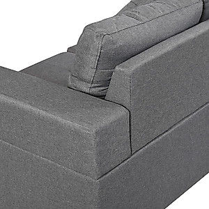 FANYHOME Sectional Sofa Set for Living Room with L Shape Lounge,Cup Holder and Left or Right Hand Chaise Modern 4 Seat, Grey