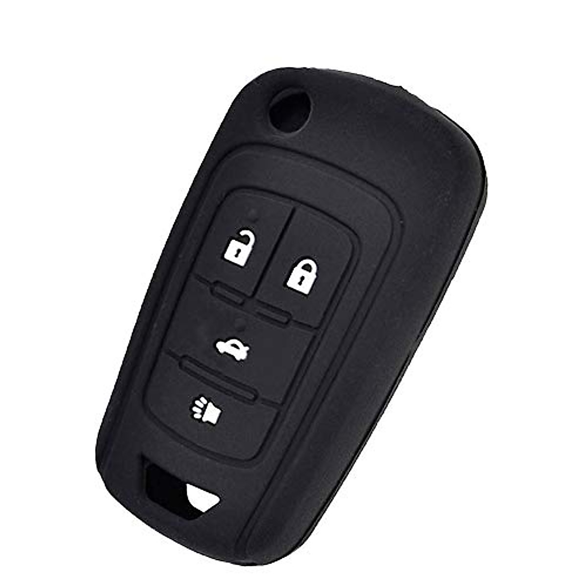 LemSa 2 Pack Keyless Entry Remote Car Flip Key Fob Outer Shell Cover Soft Rubber Silicone Protector Keyless Jacket Case for Chevrolet Camaro Cruze Chevy Equinox Sonic Terrain Key Fob, Black/Pink