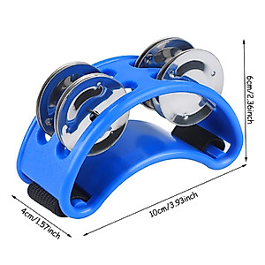 Xgood 4 Pieces Foot Tambourines Percussion Musical Instrument with Stainless Steel Jingles Percussion Musical Instrument Accessories (Blue)