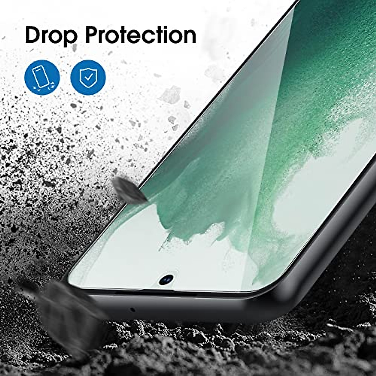amFilm Screen Protector for Samsung Galaxy S22 5G 6.1 Inch [100% Fingerprint ID Compatible] with Tempered Glass Camera Lens Protector and Easy Installation Tray, HD Clear, Hybrid Film, 2+2 Pack