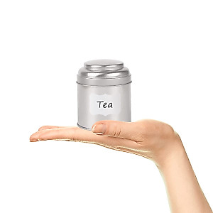 Fvstar Tea Tin with Airtight Double Lids,8 oz Loose Leaf Tea Storage Tins,Round Small Tin Can Container Box,Kitchen Canister for Coffee,Candy,Herbs and Spices (Silver)