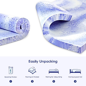 ELEMUSE 4 Inch Ventilated Design Memory Foam Queen Mattress Topper,Cooling Gel Infused Swirl Foam Pad for Pressure Relief Back Pain,Bed Topper for Body Support, CertiPUR-US Certified