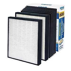 VEVA Premium 2 HEPA Replacement Filter Pack with 6 Activated Carbon Pre Filters to Stop Smoke Odor Dust for Blueair 200/300 Series Models 201, 203, 205, 215B, 250E, 270E, 303 Air Purifiers