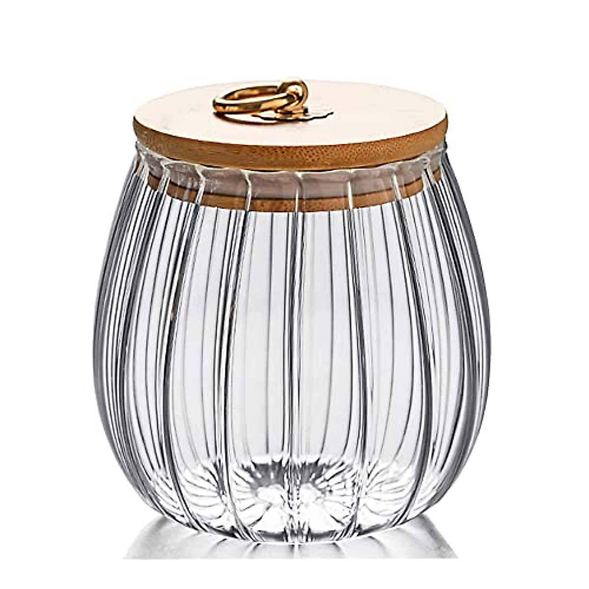 FANTESTICRYAN Glass Coffee Nuts Canister Airtight Storage Jar Petal Decorative Container with Bamboo Lid Metal Handle Easy to Grasp 700ml, 23 FL OZ