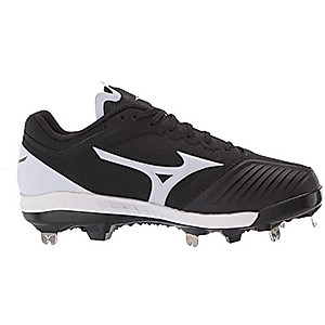 Mizuno Sweep 5 Low Women's Metal Softball Cleat, Black/White, US 9