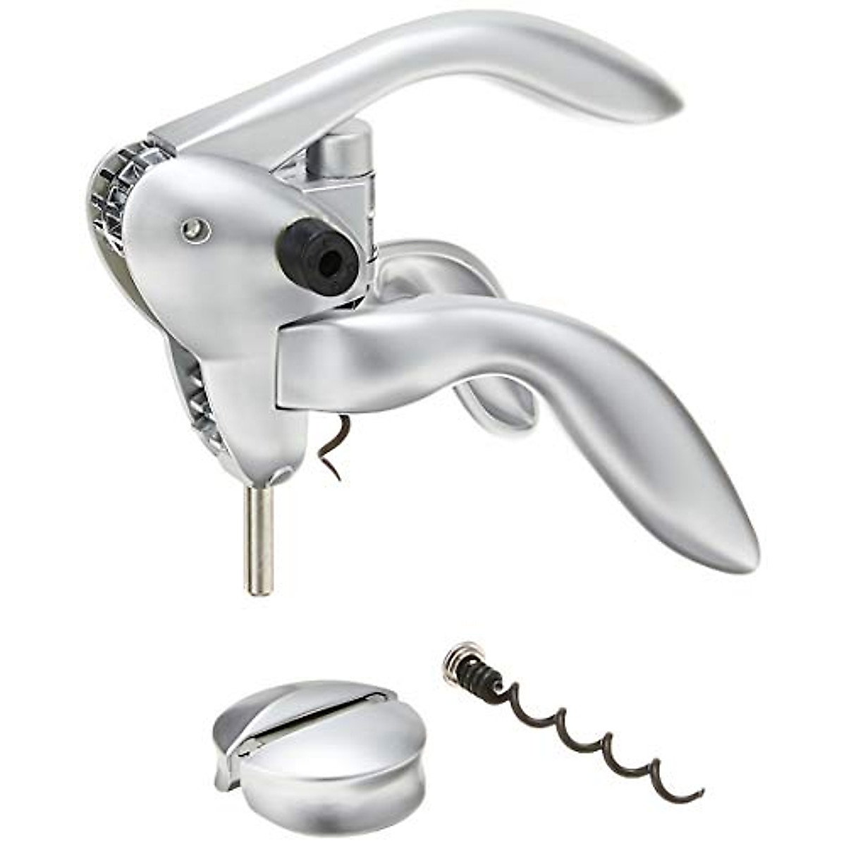 Houdini Lever Corkscrew with Foil Cutter and Extra Spiral (Silver)