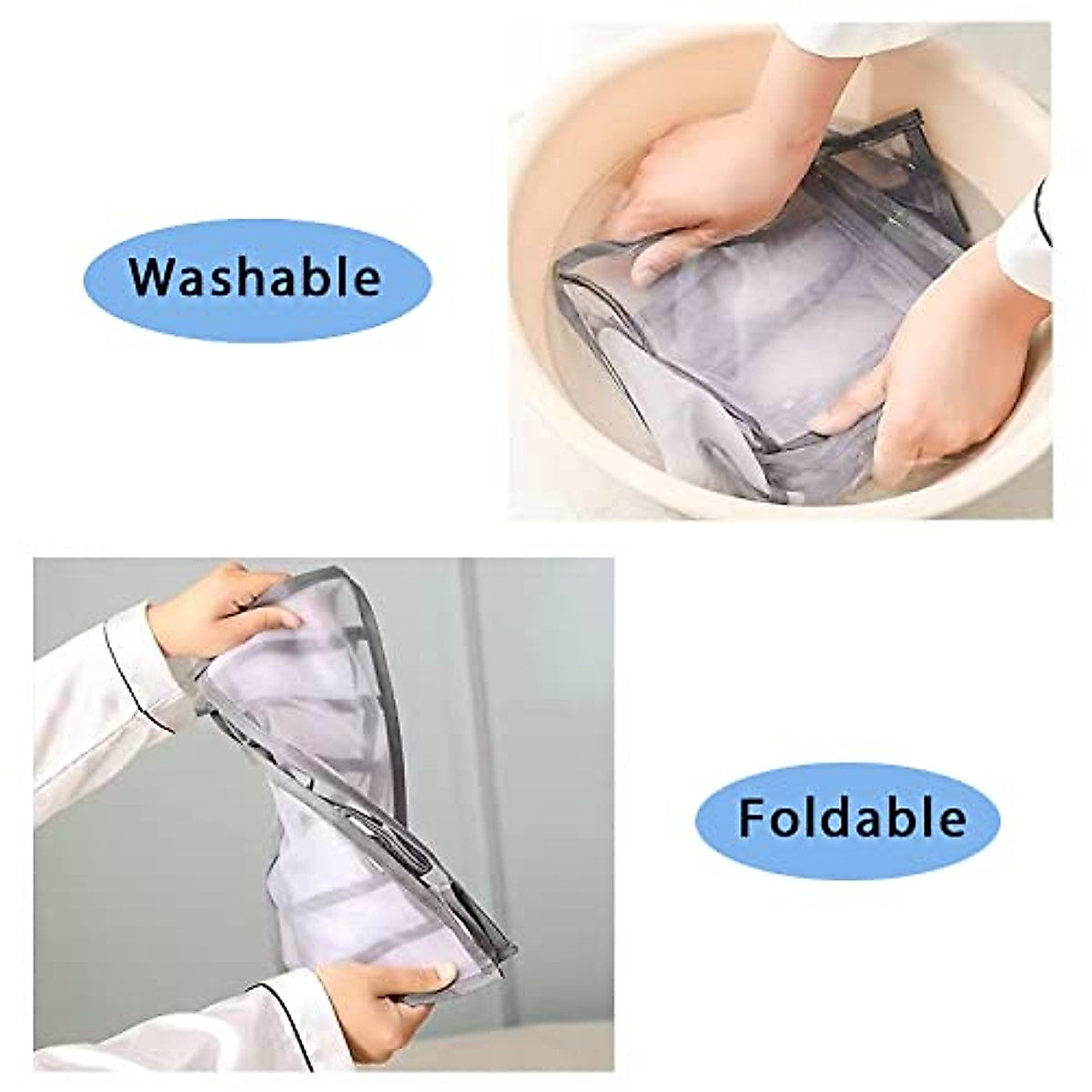 NMGOI 7 Grid Wardrobe Clothes Organizer For Drawers,Closet Organizers And Storage,Foldable,Washable Clothing Storage Bins,Storage Containers For Clothes, White