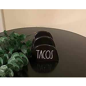 Rae Dunn Ceramic Black Tacos Holder Taco Night