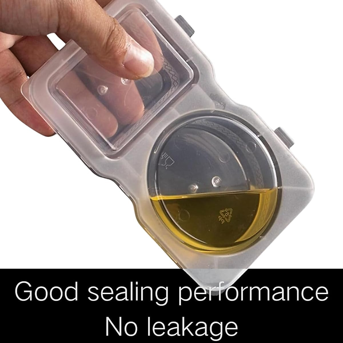 5PCS Double Compartment Condiment Containers with Lids, Portable Reusable Sauce Container,2 Compartment Snack Containers for Condiments or Dips, 2024 New Disposable 2 Compartment Snack Containers